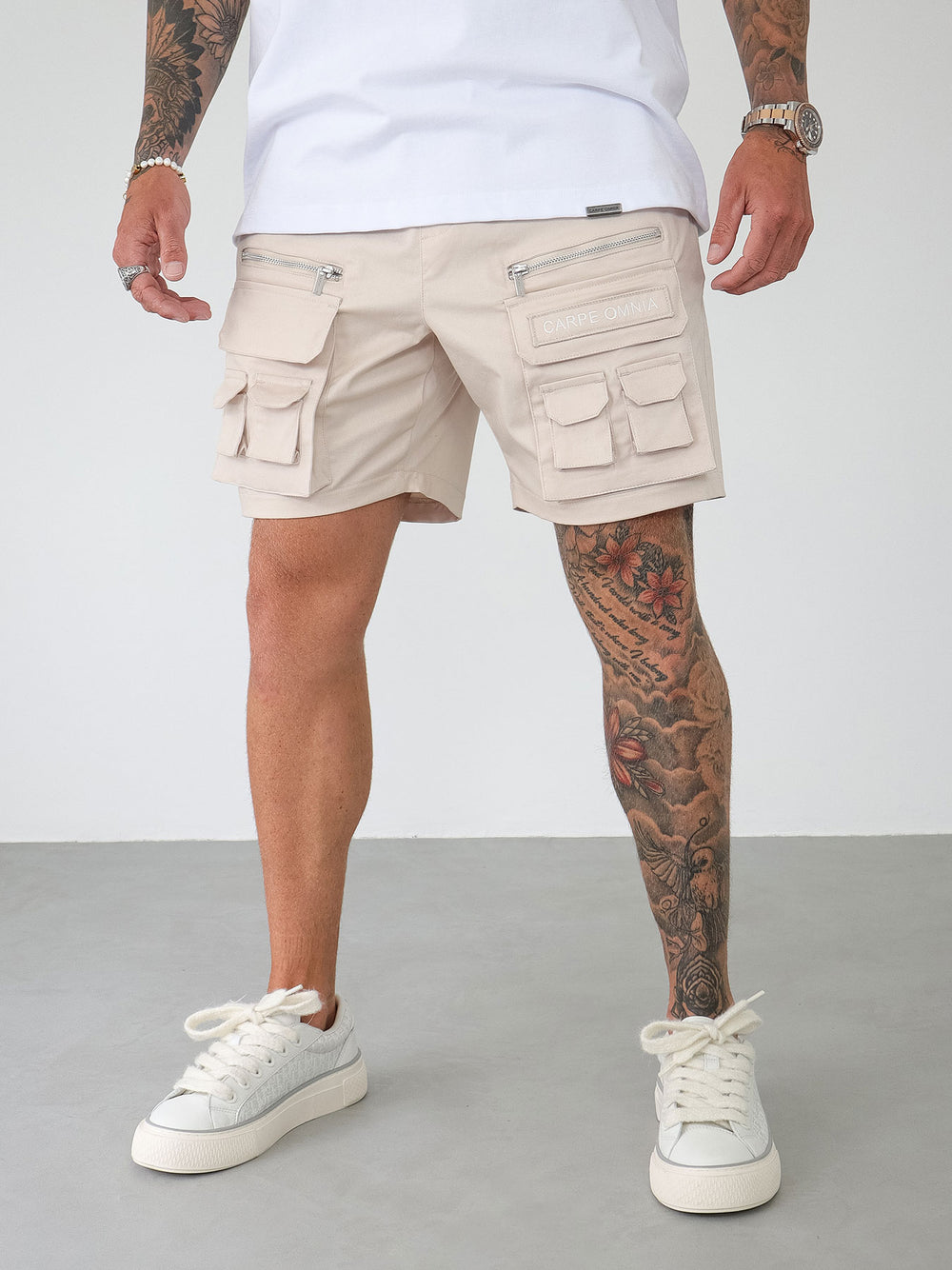 Beige Cargo Shorts V2 – CARPE OMNIA UK