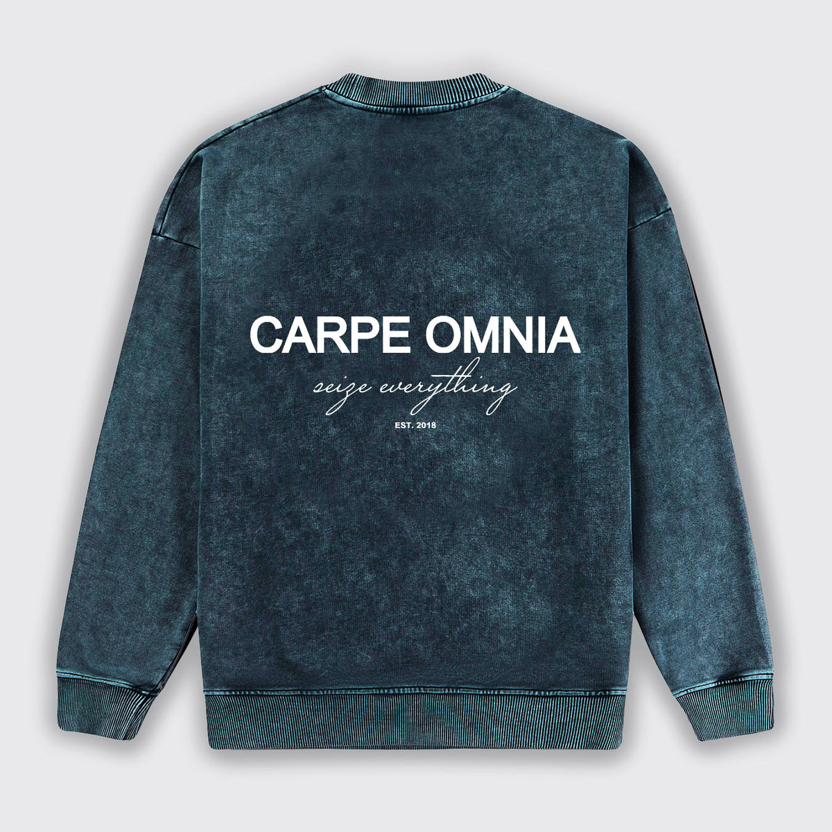 Definition 2.0 Sweatshirt Petrol Blue Acid Wash – CARPE OMNIA